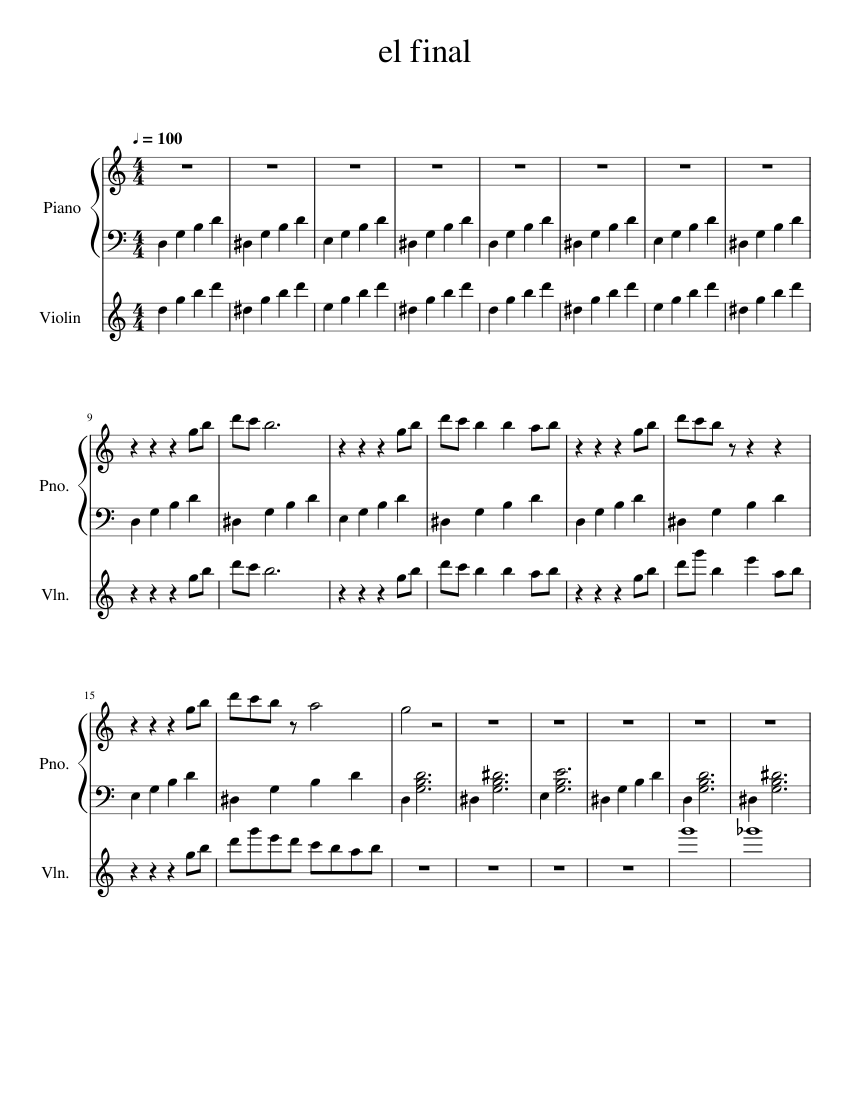 el final Sheet music for Piano, Violin (Solo) | Musescore.com