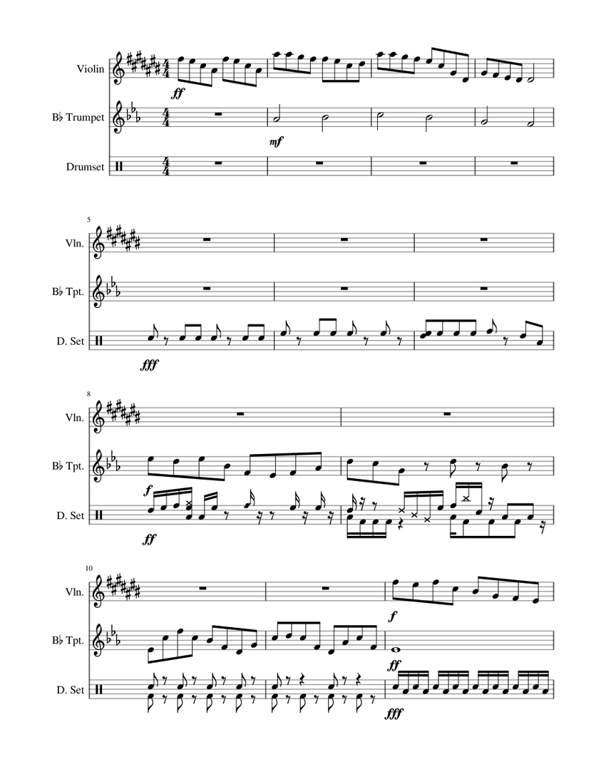 Violotrumpetodrumico in C# Major Sheet music for Trumpet in b-flat ...