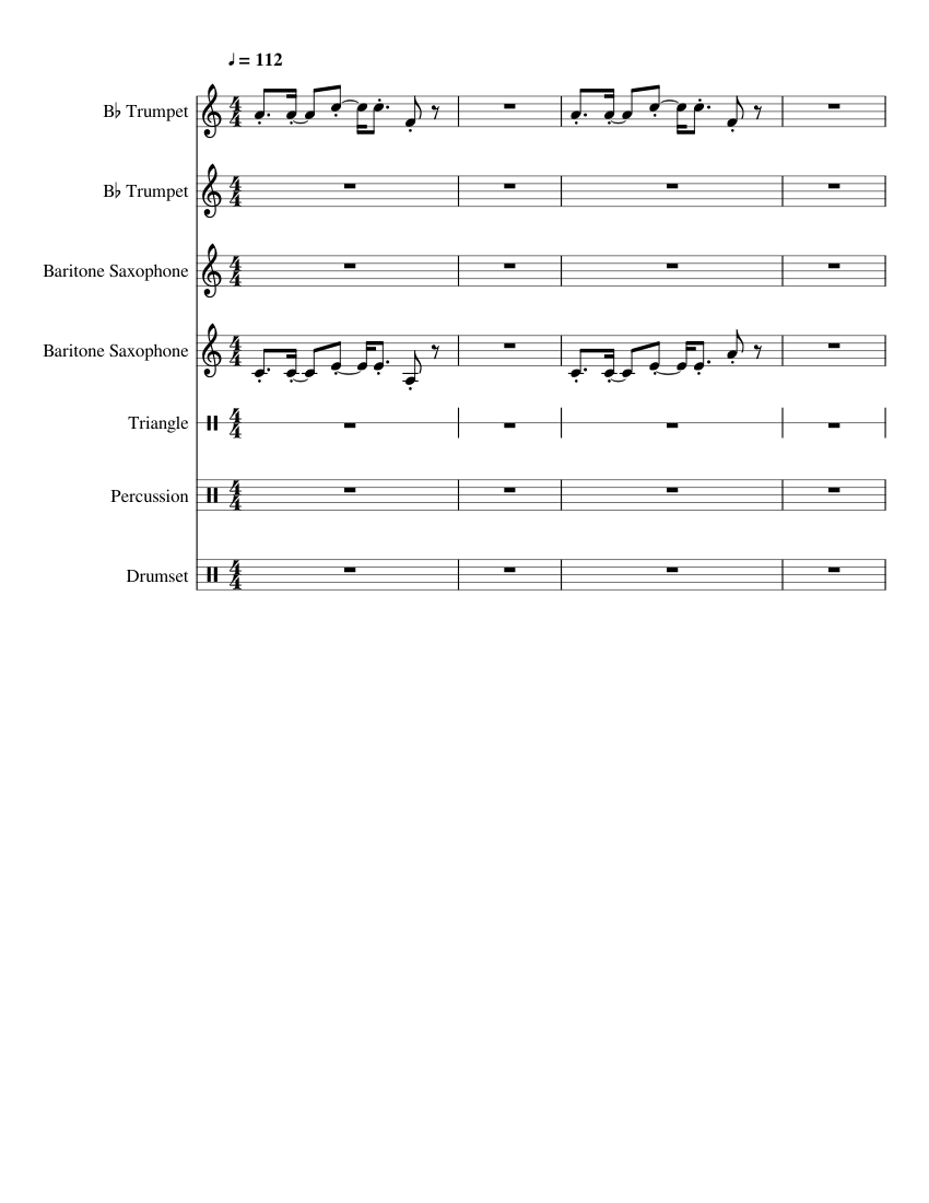 Warriors Sheet Music for Saxophone baritone, Trumpet in b-flat, Drum ...