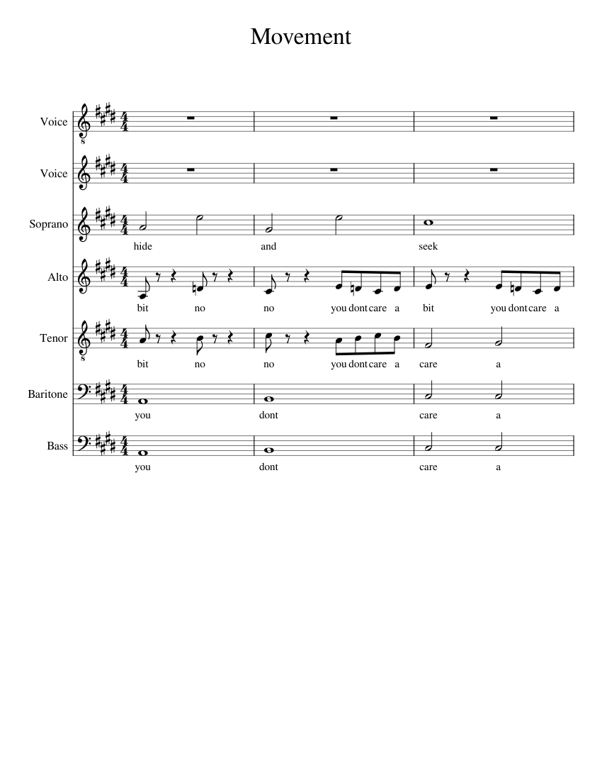 Movement - Hozier Sheet Music for Soprano, Alto, Tenor, Bass voice ...