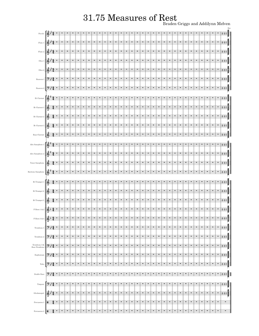 31.75 Measures of Rest Sheet music for Trombone, Euphonium, Tuba, Flute ...