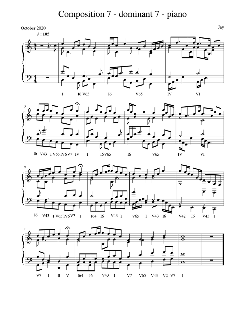 Composition 7 - dominant 7 - piano Sheet Music for Piano (Piano Four ...