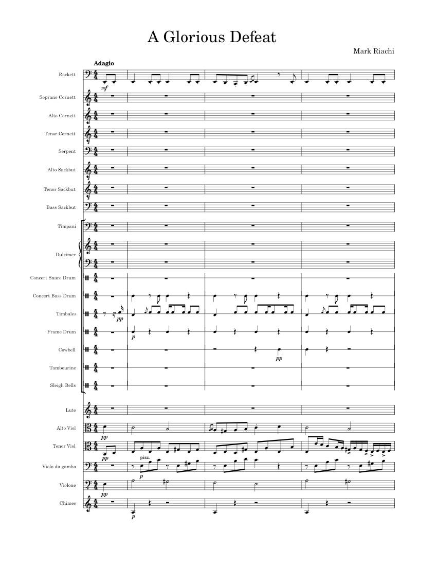 A Glorious Defeat Sheet Music for Tambourine, Timpani, Snare drum ...