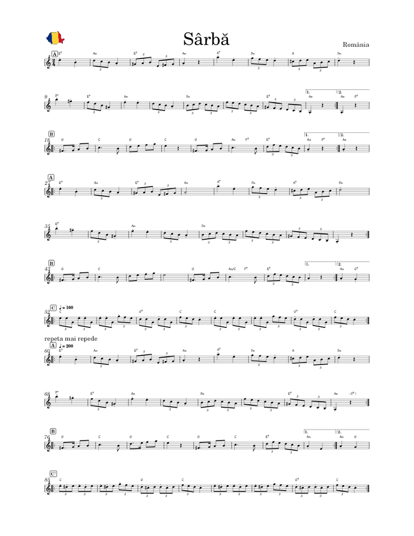 Sarba Sheet Music with Chords for Recorder (Concert Band) | MuseScore.com
