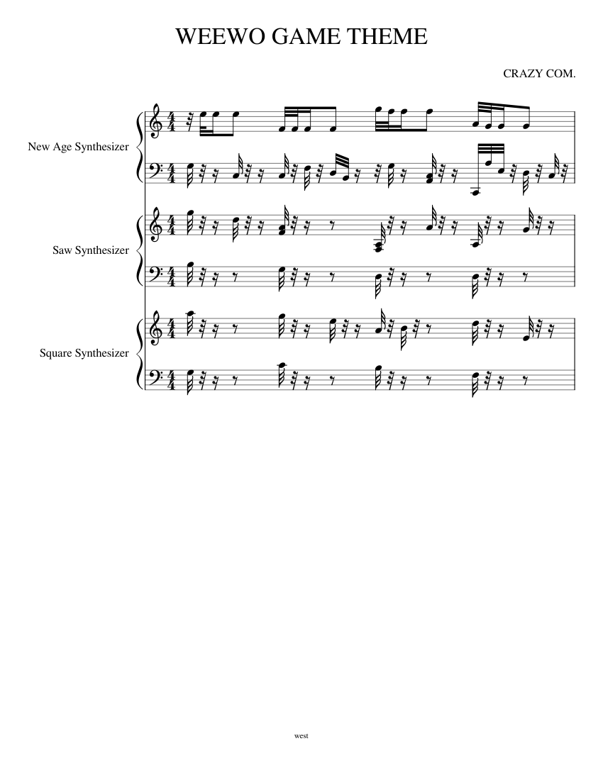 WEEWO_GAME_THEME Sheet music for Synthesizer (Mixed Trio) | Musescore.com