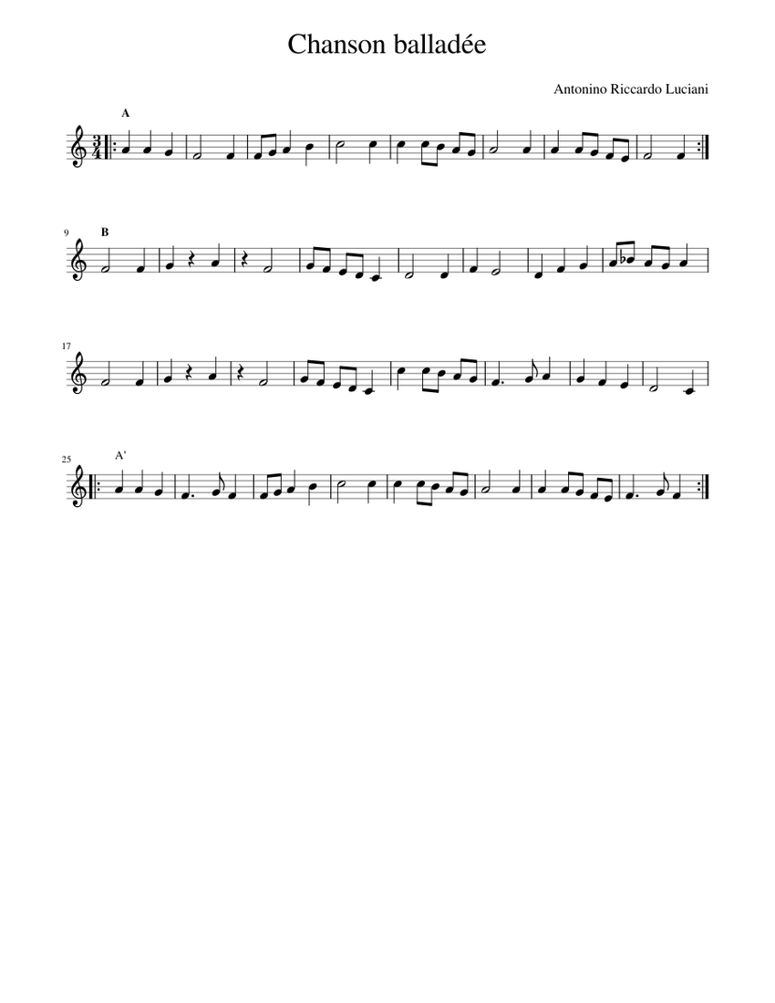Chanson_Balladée Sheet Music for Recorder (Solo) | MuseScore.com