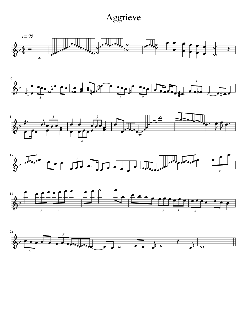 Aggrieve Sheet Music for Violin (Solo) | MuseScore.com