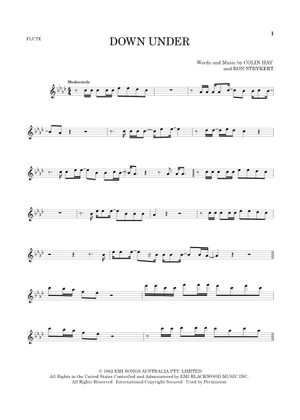 Down under – Men at Work Sheet Music for Flute (Solo) | MuseScore.com
