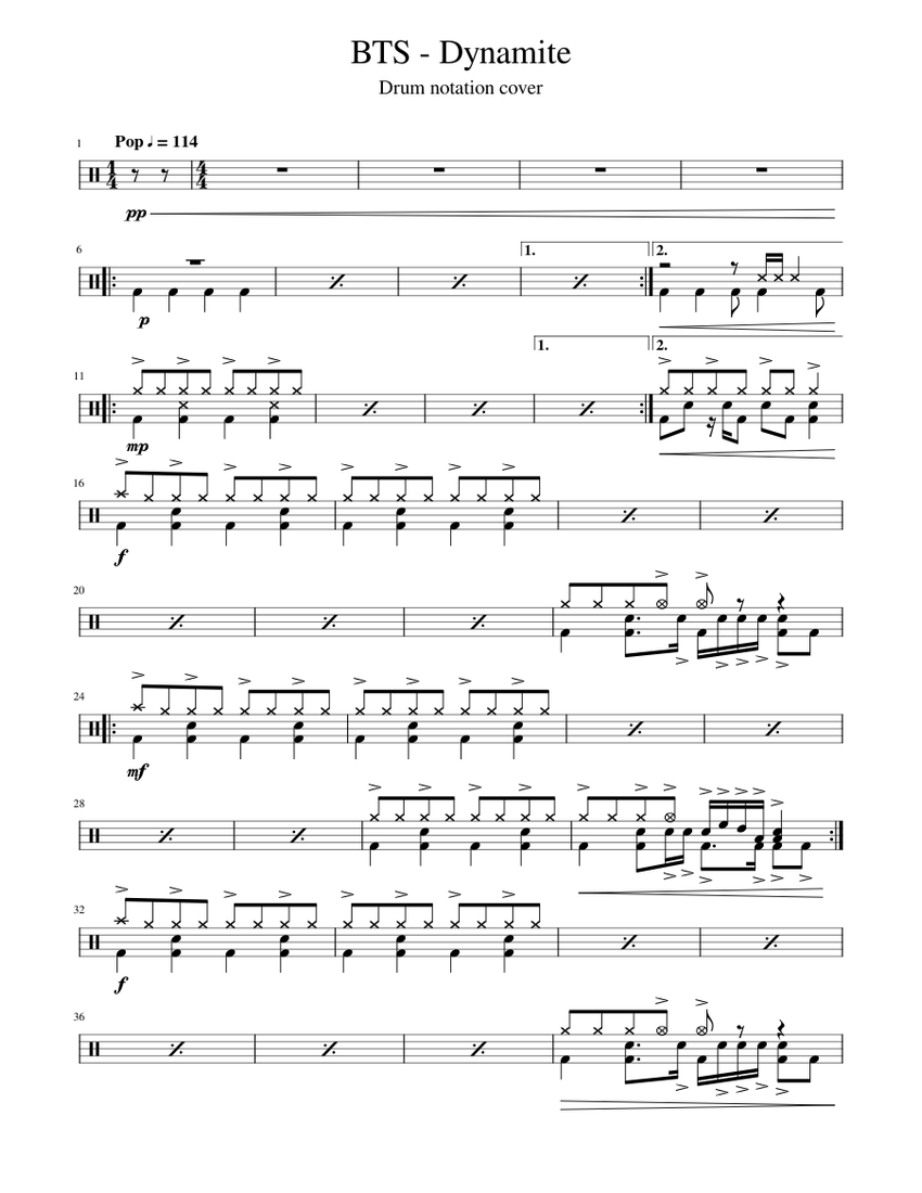 BTS - Dynamite Sheet Music for Drum group (Solo) | MuseScore.com