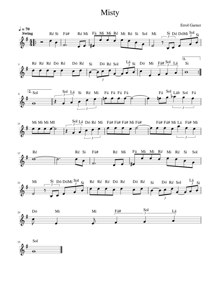 Misty Sheet music for Saxophone alto (Solo) | Musescore.com