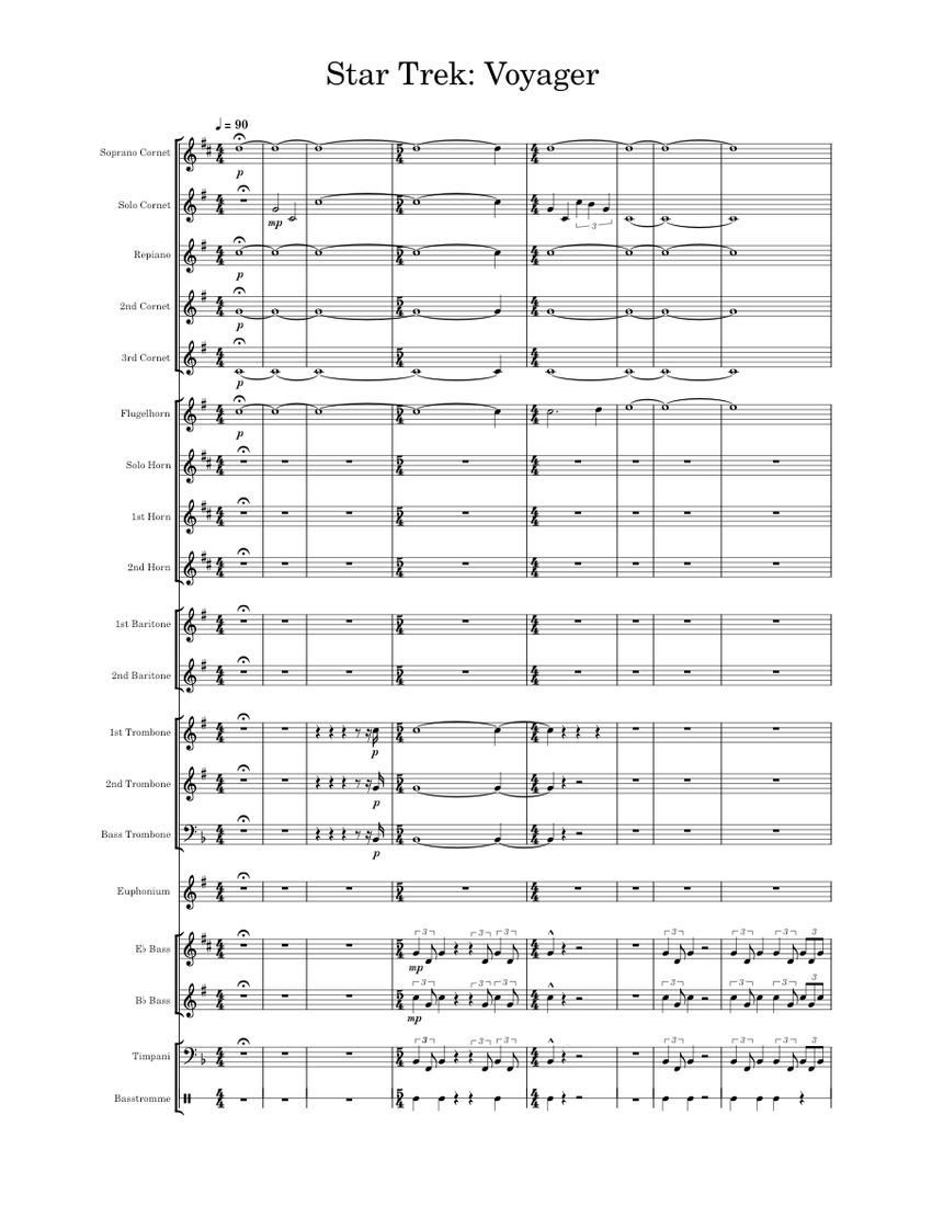Star Trek Voyager theme – Jerry Goldsmith Sheet music for Trombone ...