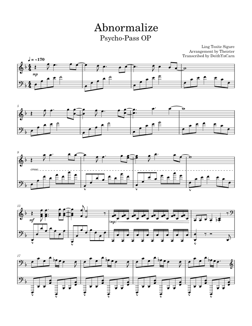 Abnormalize - TV ver. (arr. by Theister) - piano tutorial