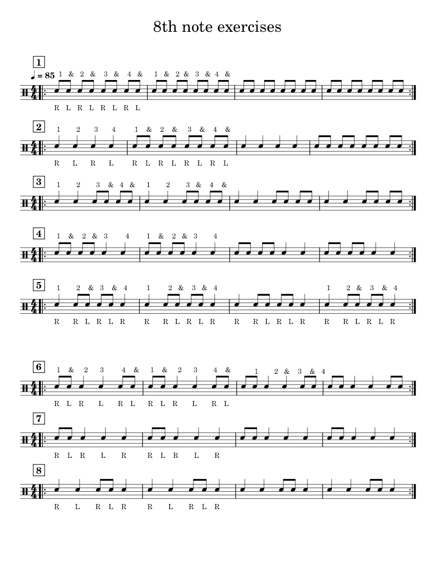 swung 8th note exercises 1 Sheet music for Drum group (Solo ...