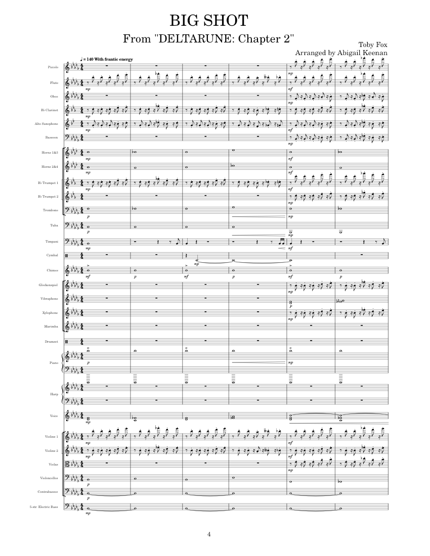 BIG SHOT - Orchestral Arrangement Sheet Music for Piano, Trombone, Tuba ...