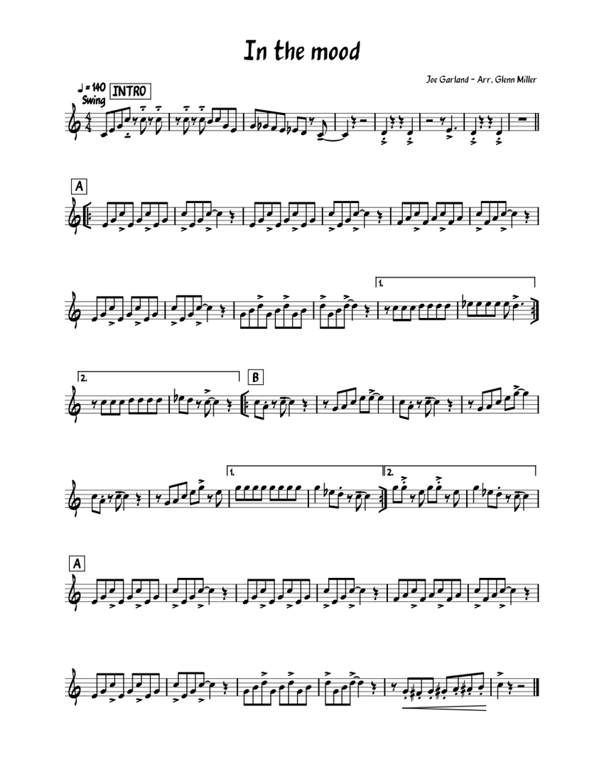 In The Mood – Glenn Miller Sheet music for Piano (Solo) Easy ...
