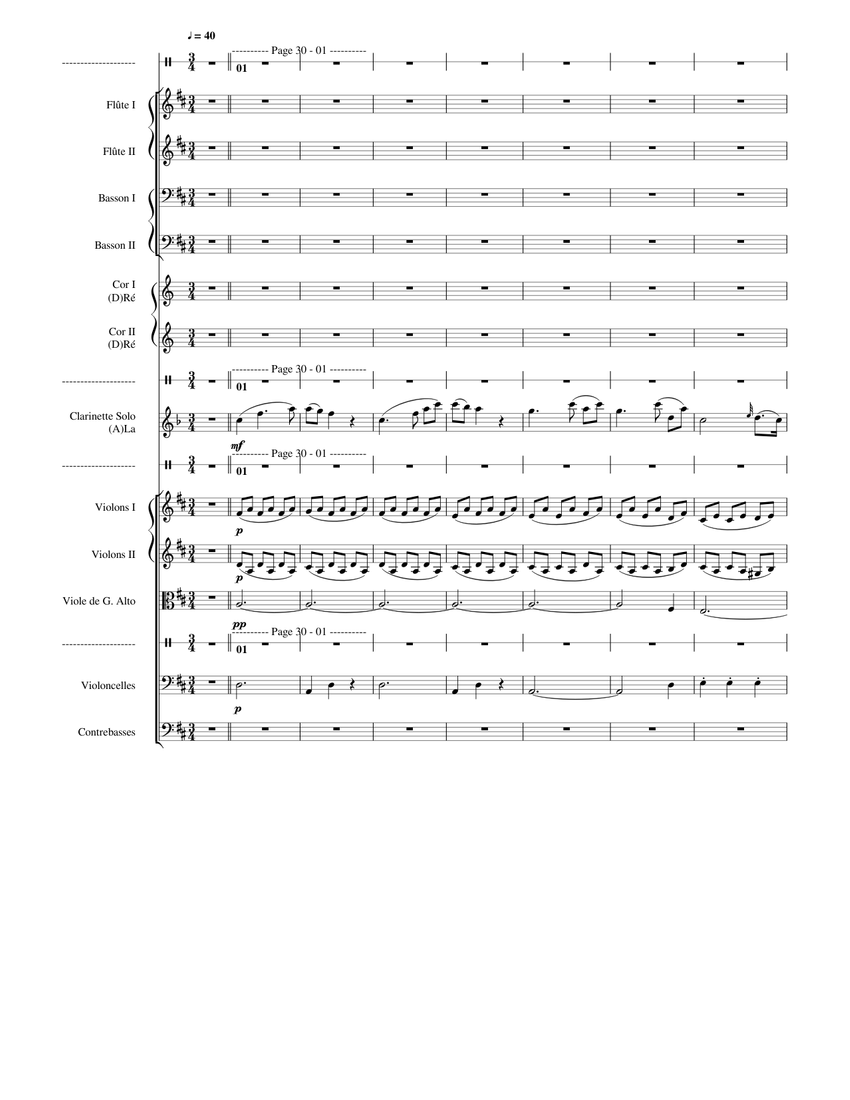 Mozart - K622 Sheet music for Flute, Bassoon, Strings group, Clarinet ...