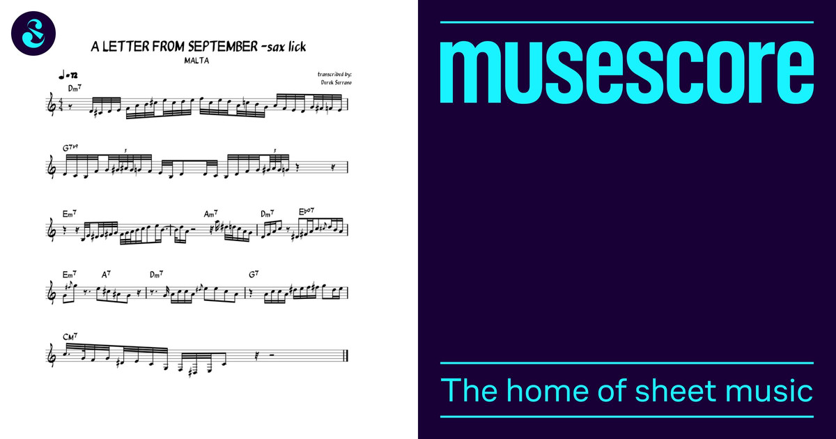 A LETTER FROM SEPTEMBER -sax lick Sheet Music for Piano (Solo) Easy ...