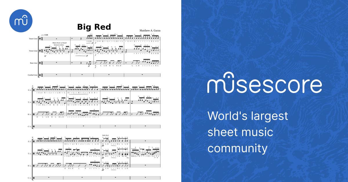 Big Red Sheet Music for Snare drum, Crash, Tenor drum, Bass drum (Pep ...