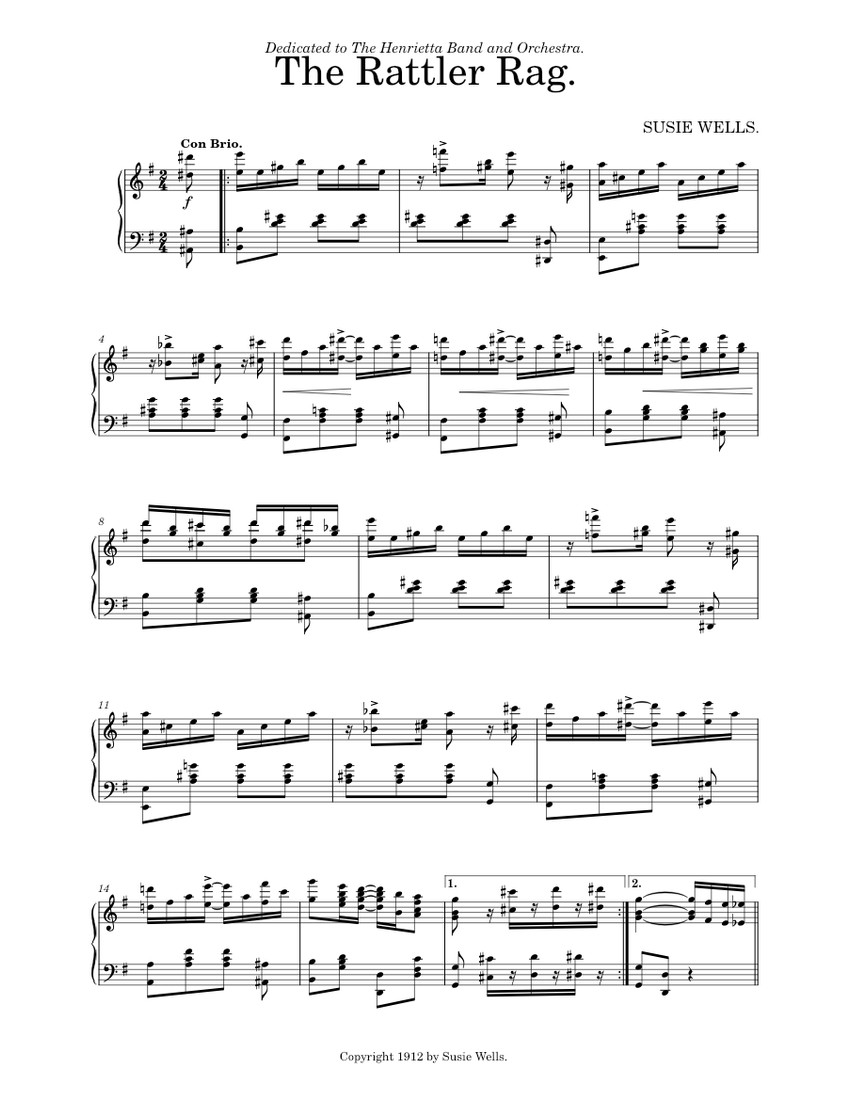 The Rattler Rag (1912) Sheet music for Piano (Solo) | Musescore.com