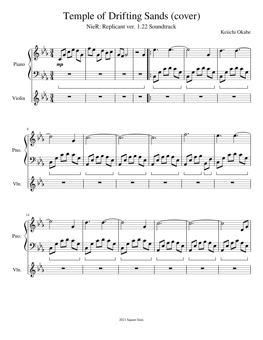 Temple of Drifting Sands (cover) Sheet music for Piano, Violin (Solo ...