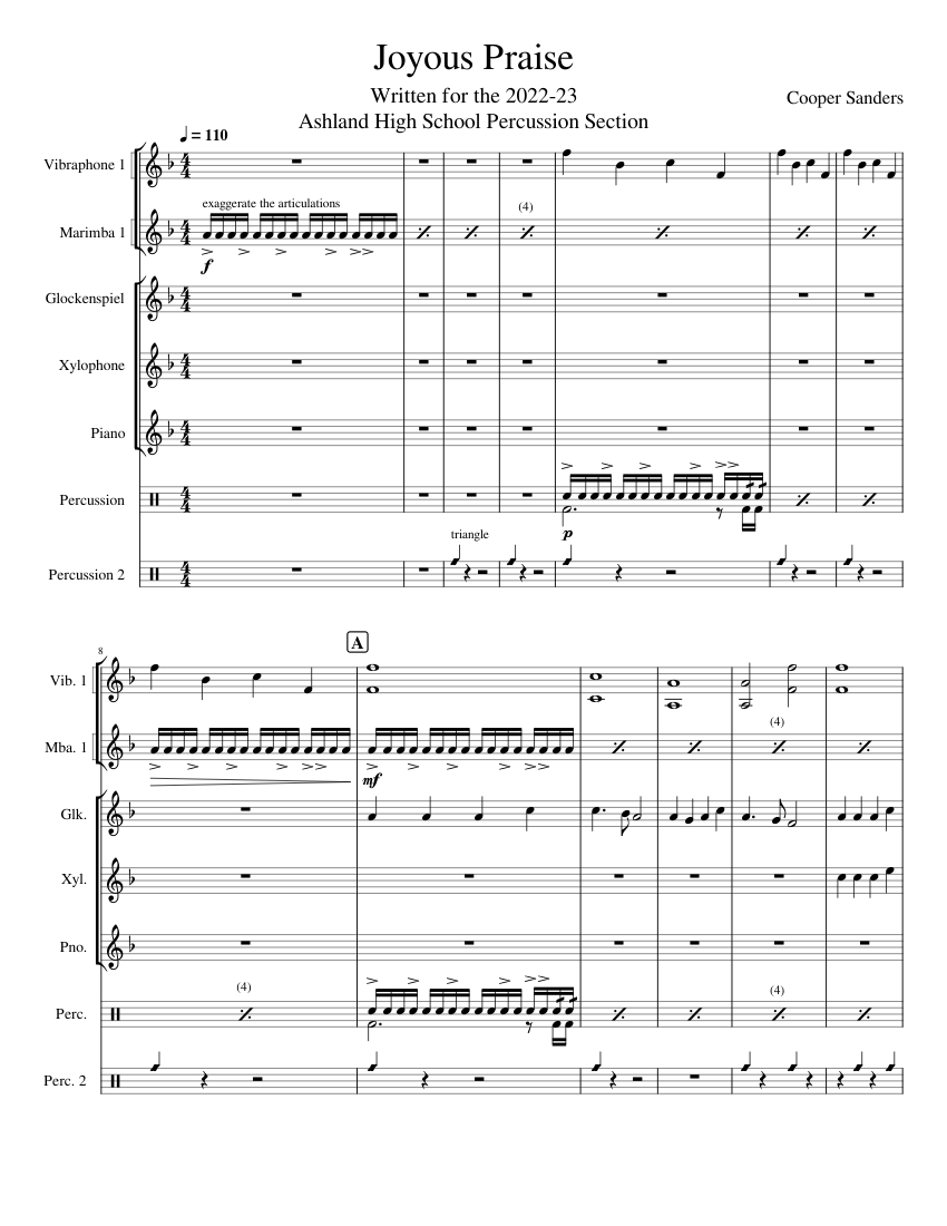Joyous Praise Sheet music for Piano, Vibraphone, Glockenspiel, Drum ...