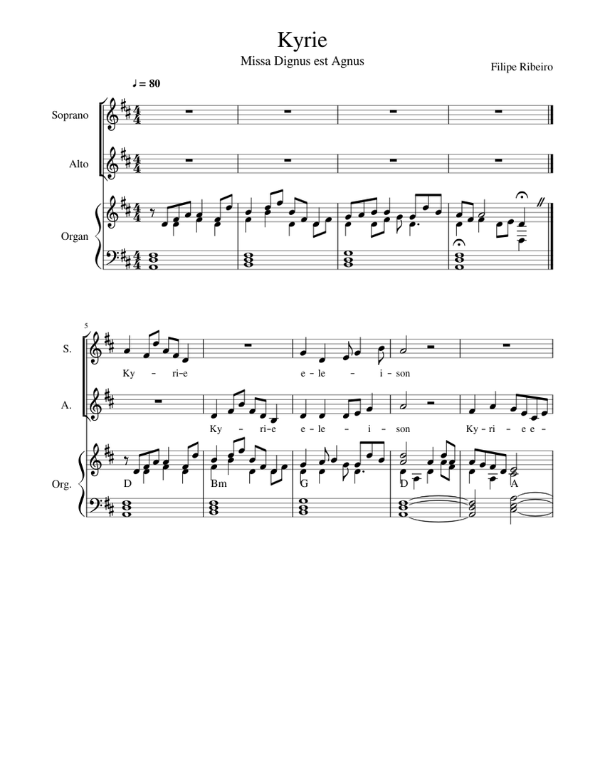 Kyrie Sheet music for Soprano, Alto, Organ (Mixed Trio) | Musescore.com