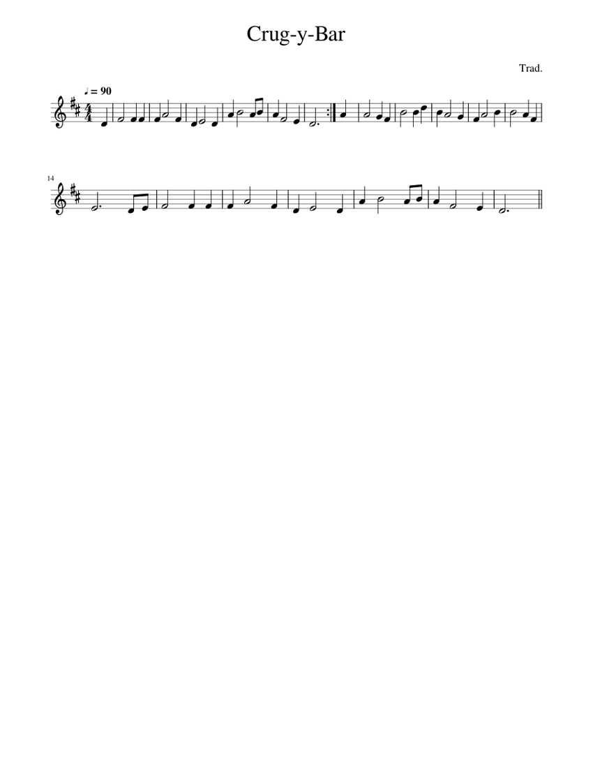 Traditional music - Crug-y-Bar Sheet music for Piano (Solo) | Musescore.com