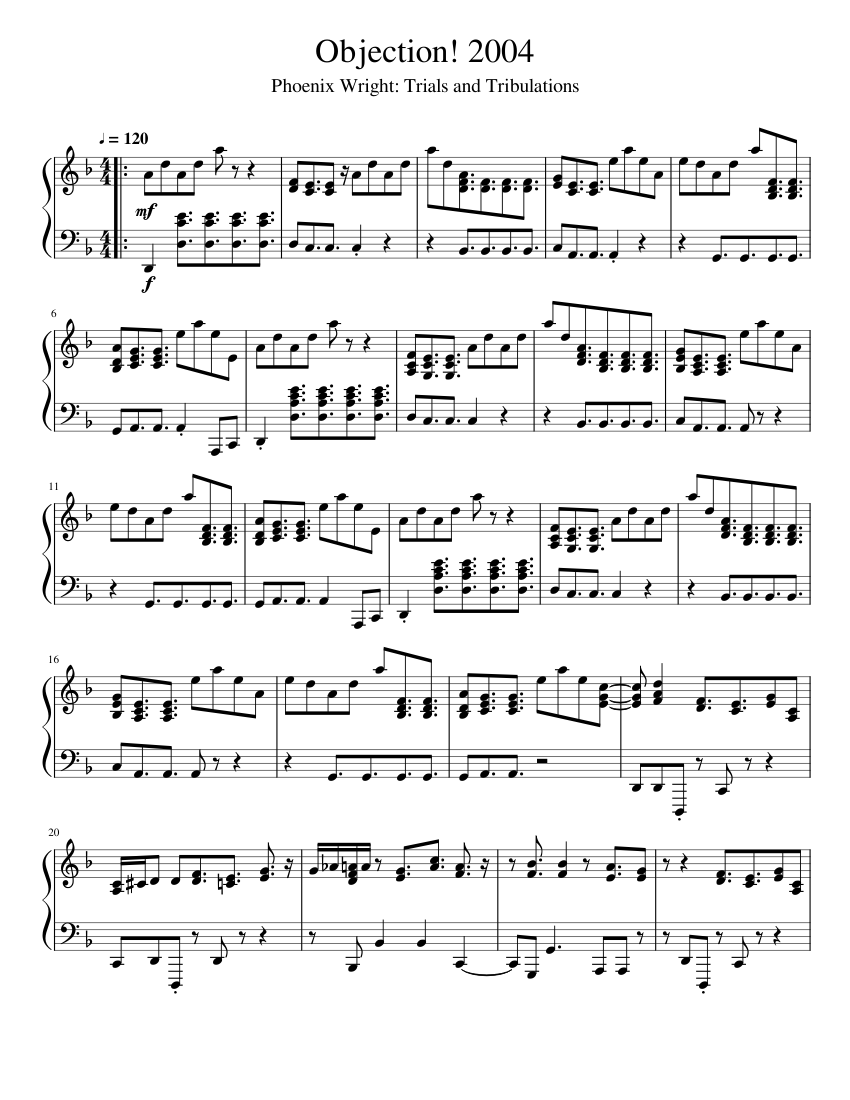 Objection 2004 Sheet Music for Piano (Solo) | MuseScore.com