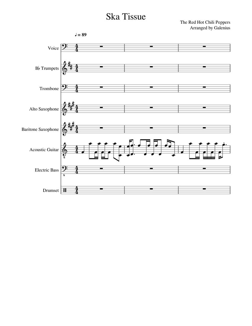 Ska Tissue (RHCP ska cover) Sheet music for Trombone, Saxophone alto ...
