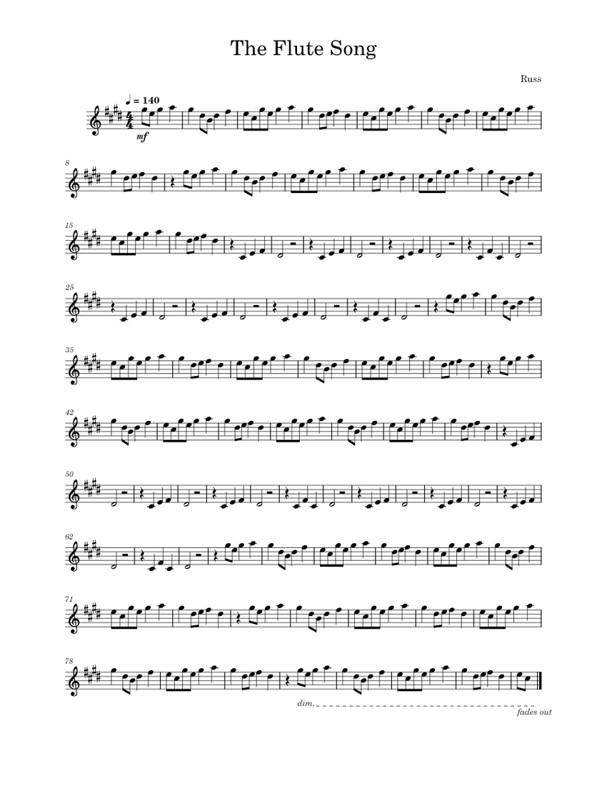 The flute song – Russ Sheet Music for Flute (Solo) | MuseScore.com