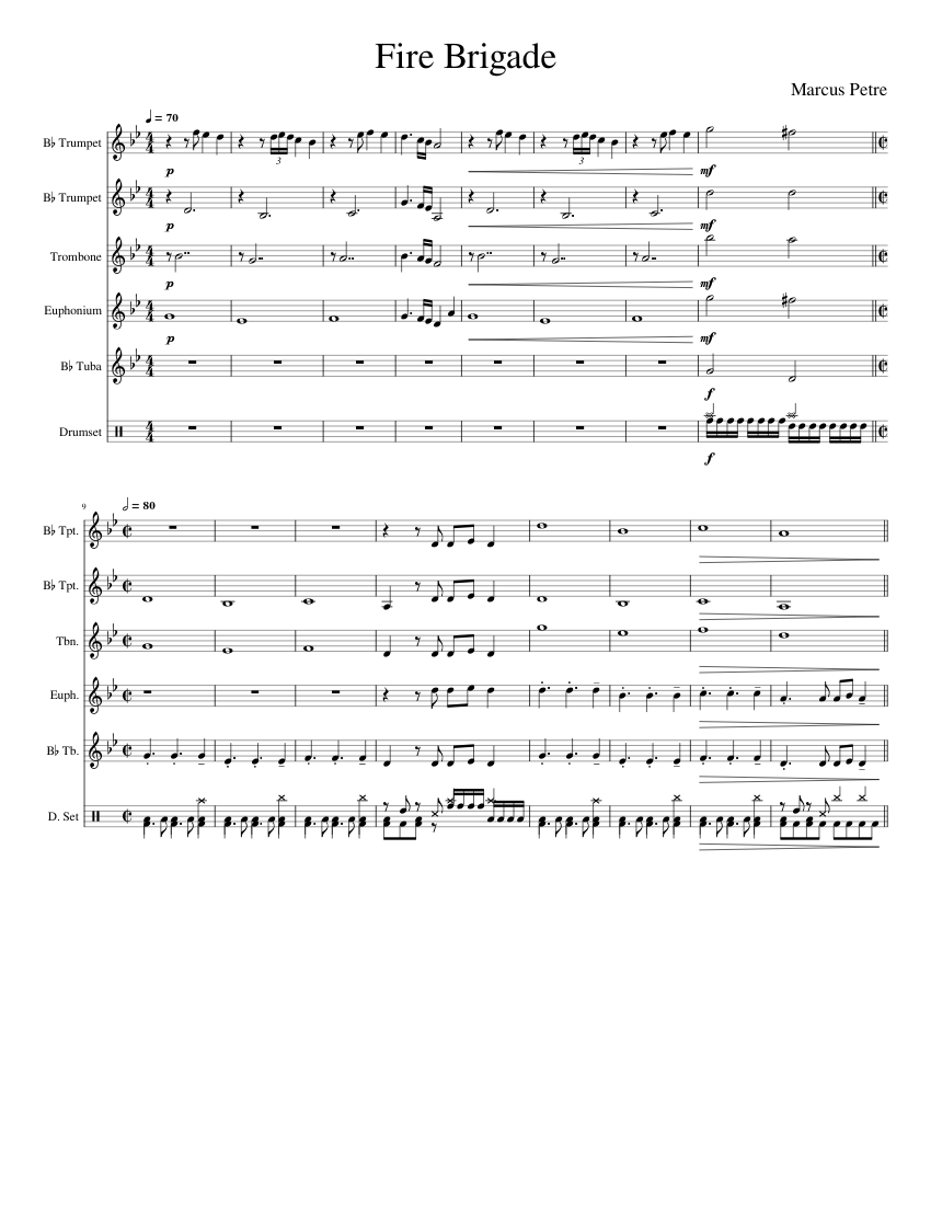 Fire Brigade Quintet Sheet music for Trombone, Euphonium, Tuba, Trumpet ...