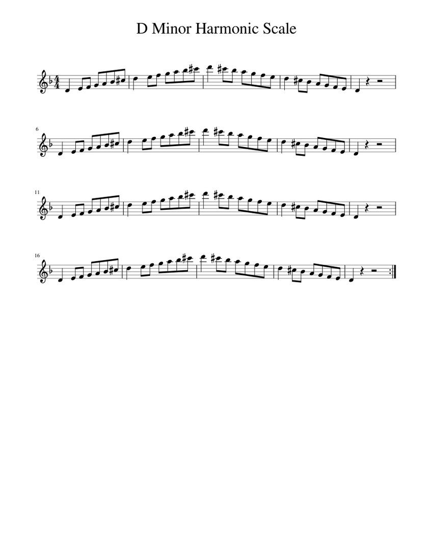 D Minor Harmonic Scale Sheet music for Violin (Solo) | Musescore.com