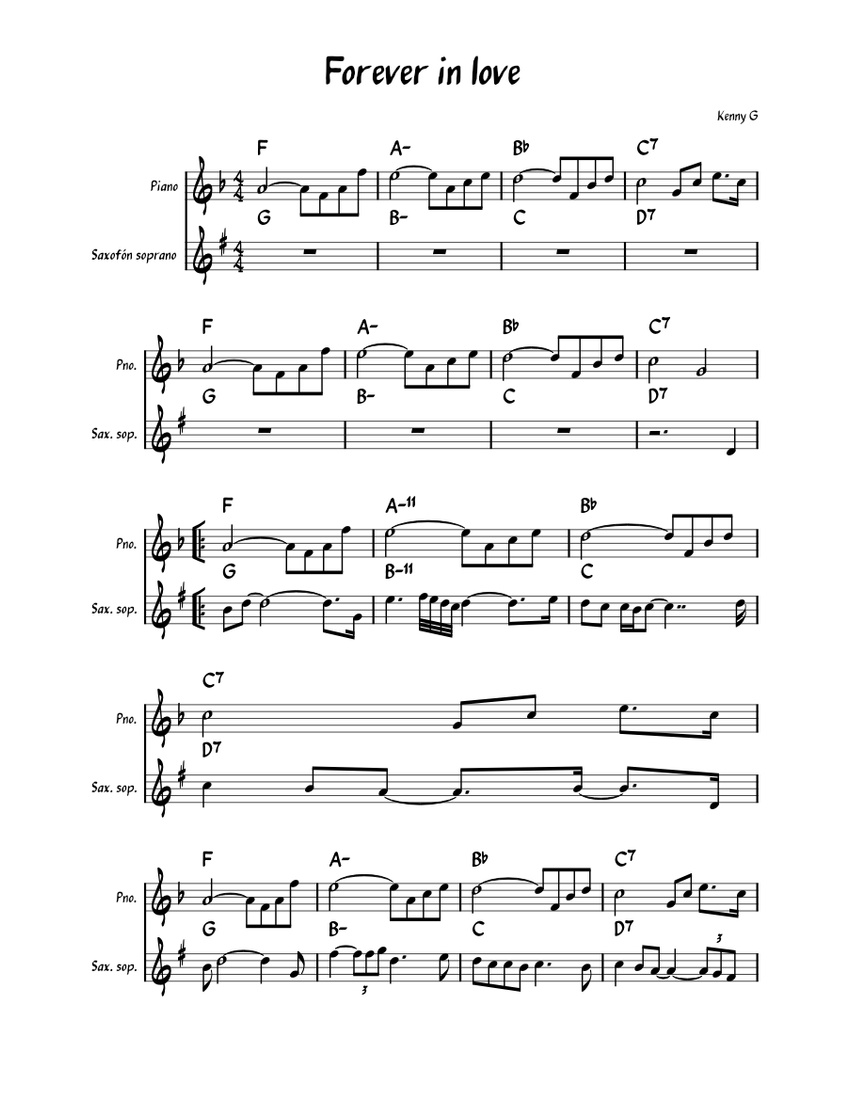 Forever in love – Kenny G Forever in love Sheet music for Piano, Saxophone soprano (Jazz Band ...