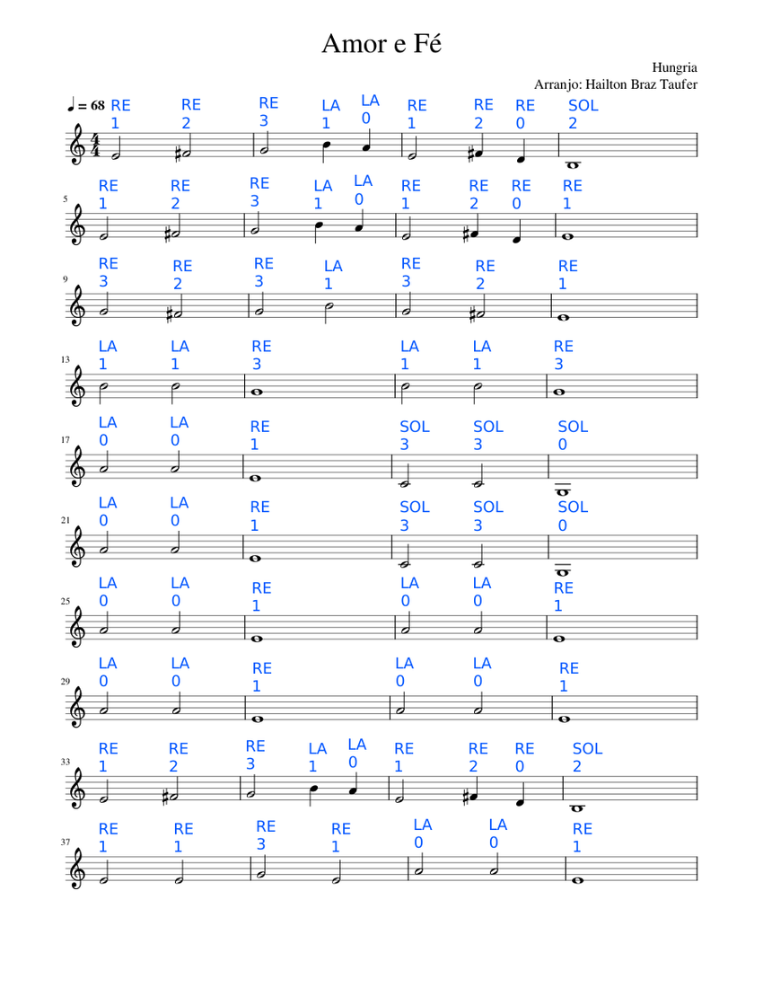 amor e fé (Acompanhamento Simplificado) Sheet Music for Violin (Solo ...