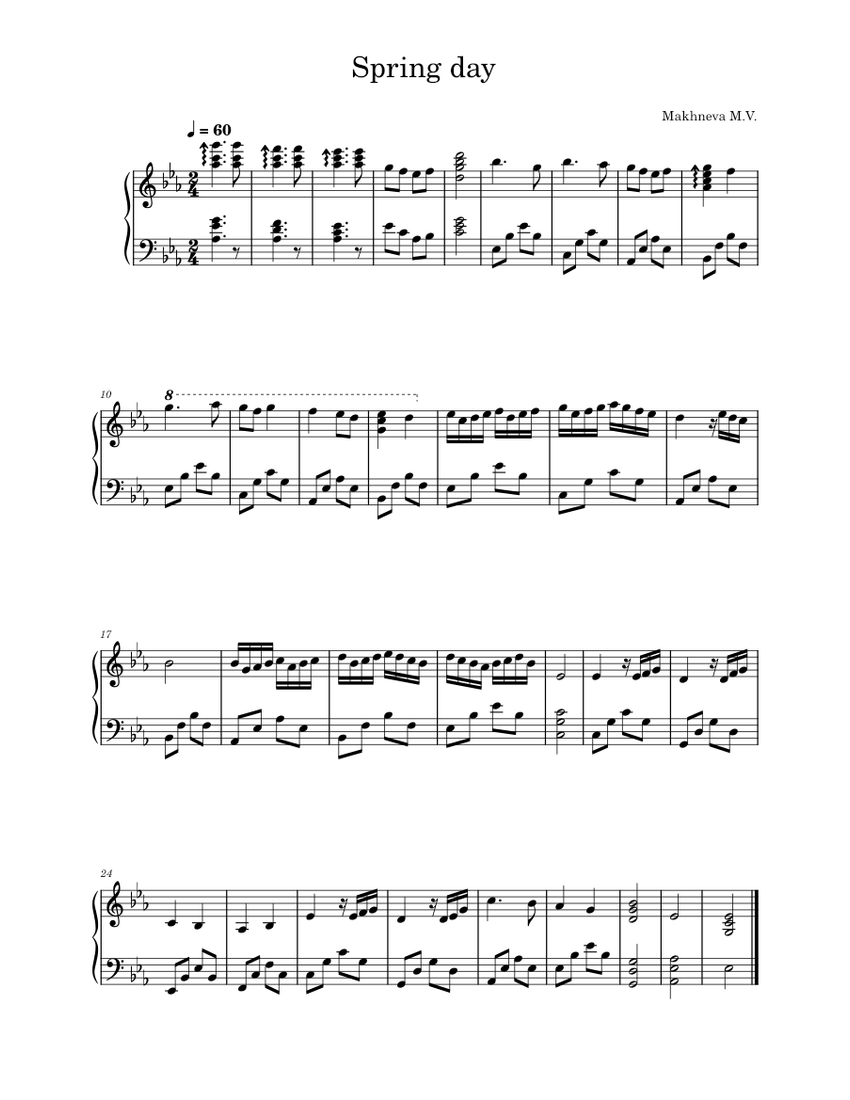 Spring day Sheet music for Piano (Solo) Easy | Musescore.com