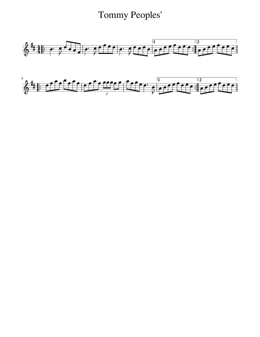 Tommy Peoples' Sheet music for Piano (Solo) | Musescore.com
