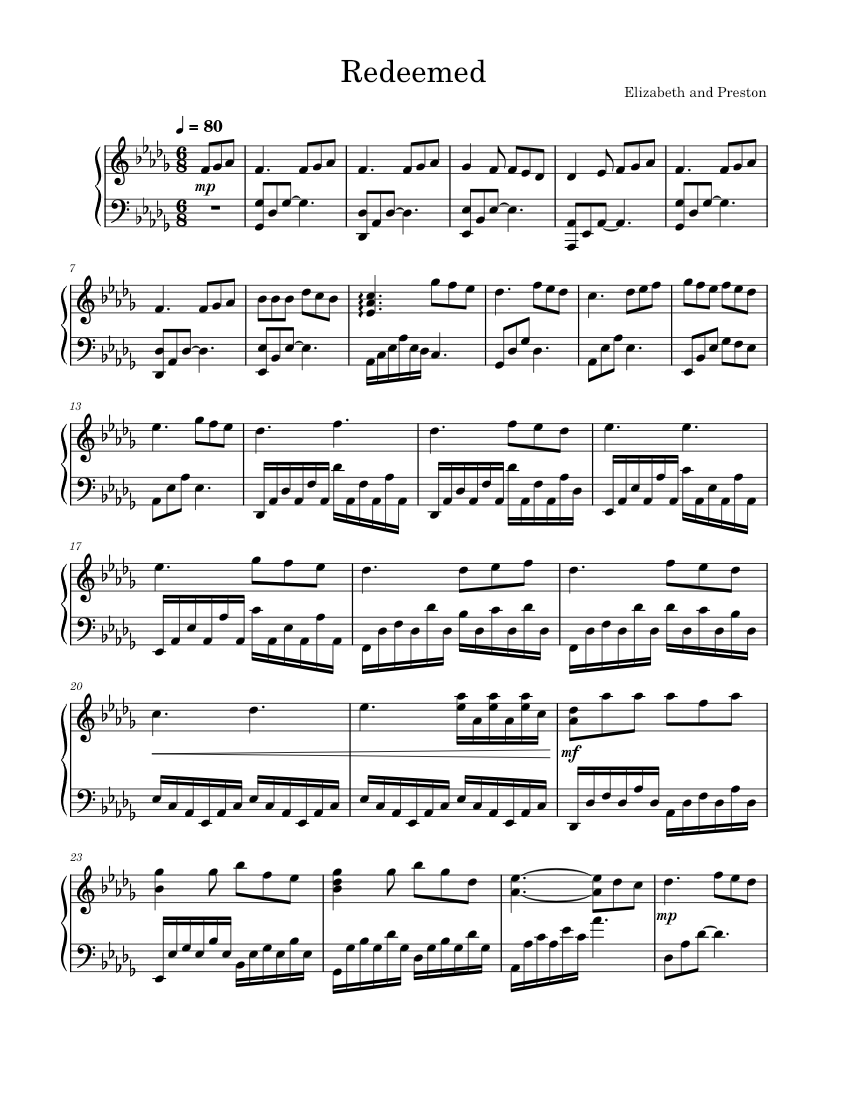 Redeemed Sheet music for Piano (Solo) | Musescore.com