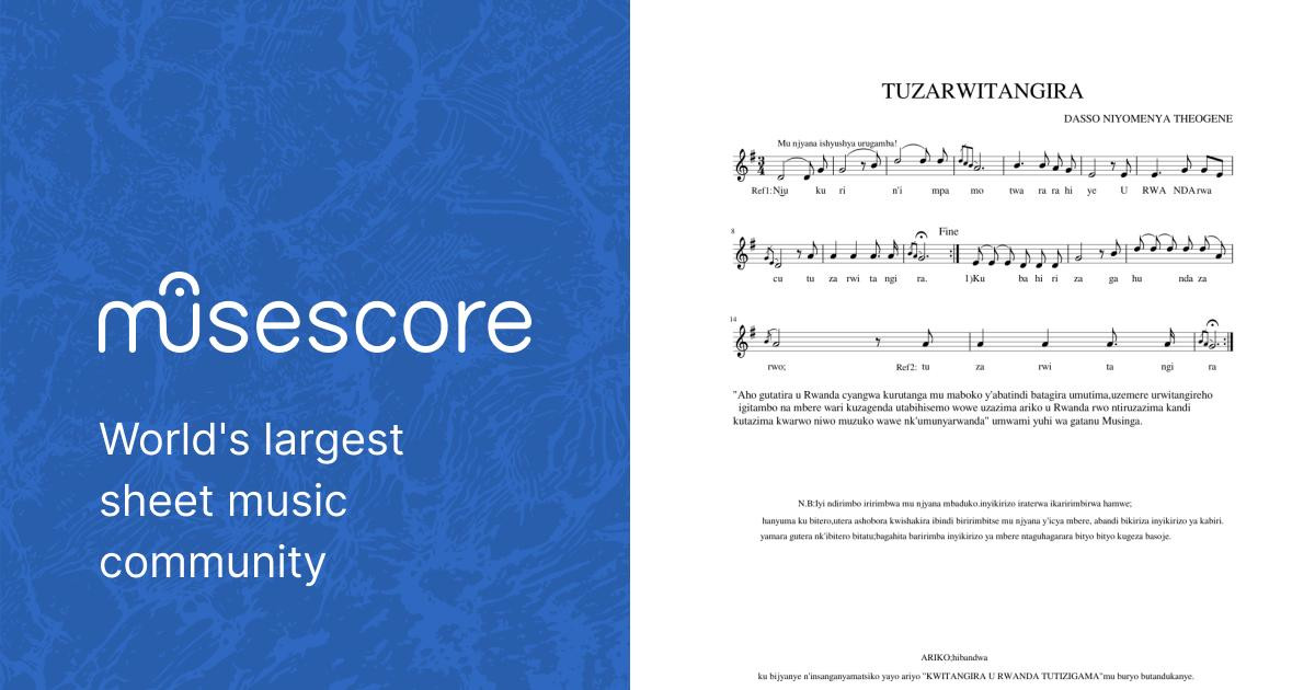TUZARWITANGIRA by Niyomenya Theogene Sheet Music for Piano (Solo) easy ...