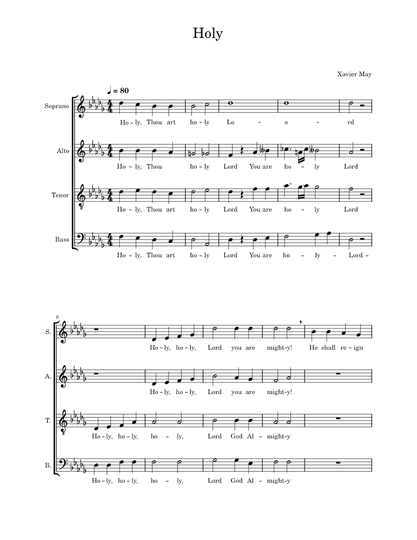 Holy Sheet Music for Soprano, Alto, Tenor, Bass voice (SATB ...