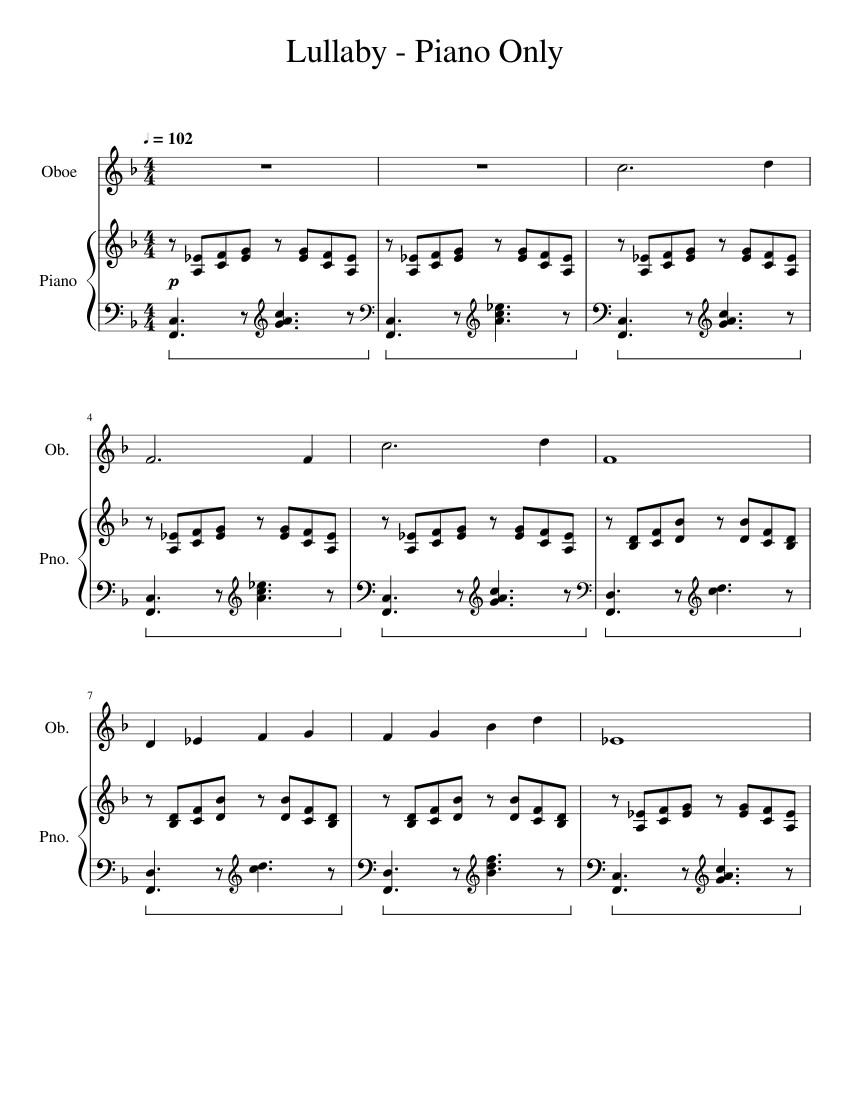 Lullaby copy Sheet music for Piano, Oboe (Solo) | Musescore.com