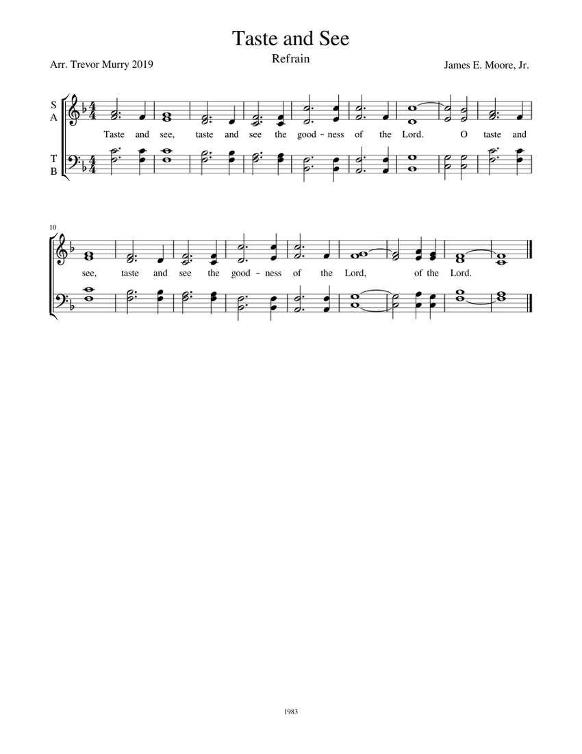 Taste and See Sheet music for Female, Male (Choral) | Musescore.com