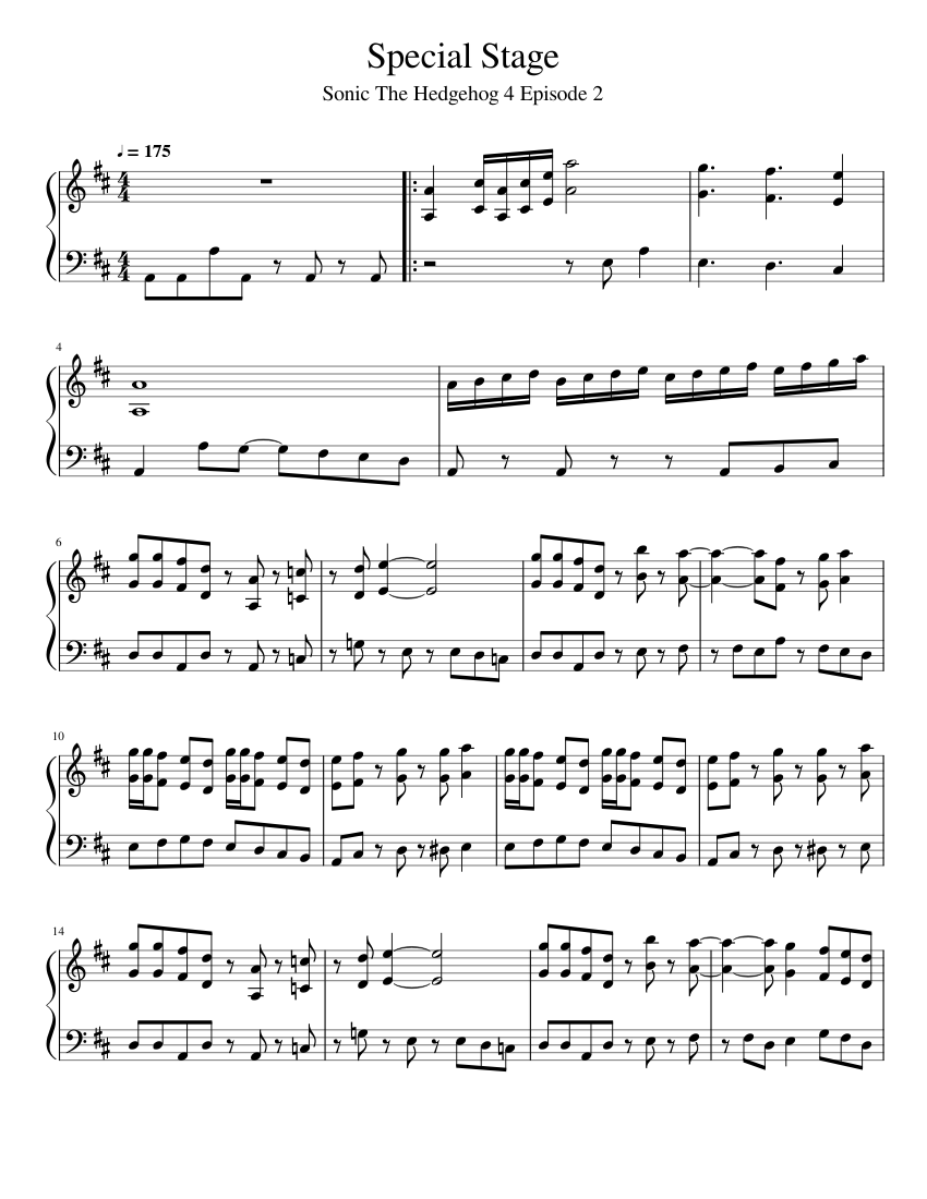 Special Stage (Sonic 4 Episode 2) Sheet music for Piano (Solo ...