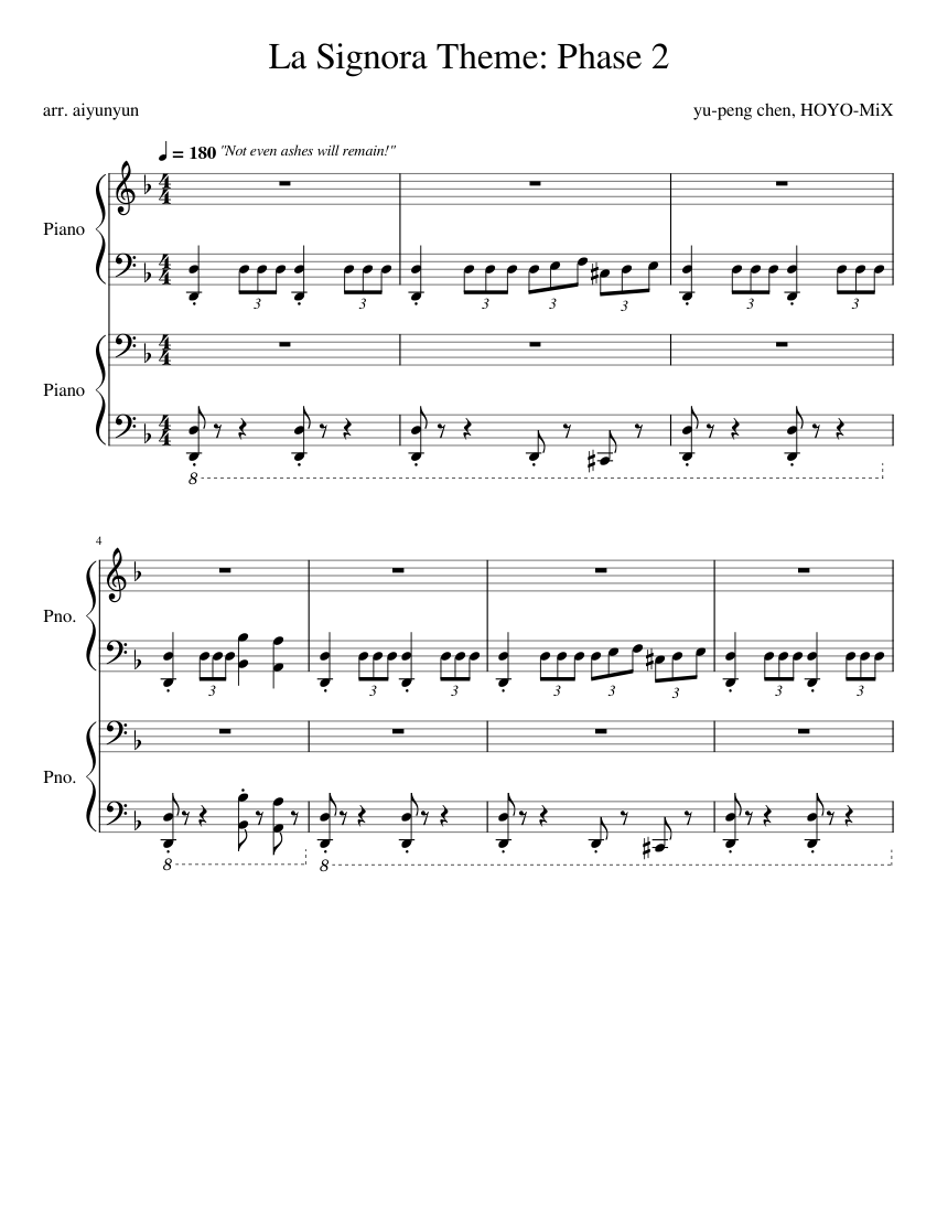 La Signora Theme: Phase 2 (Genshin Impact) Sheet music for Piano (Piano ...