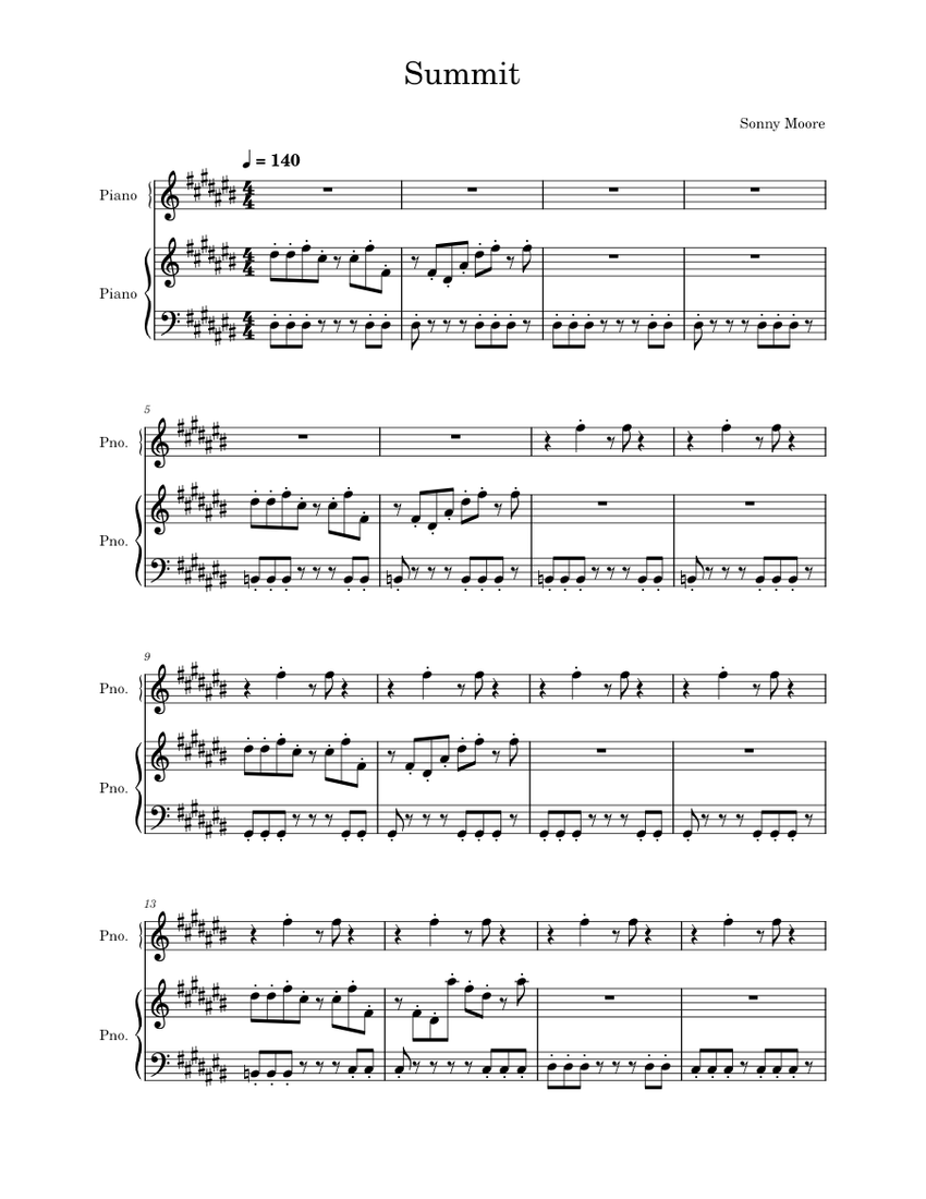 Summit – Skrillex Skrillex - Summit Sheet music for Piano (Piano Duo) | Musescore.com