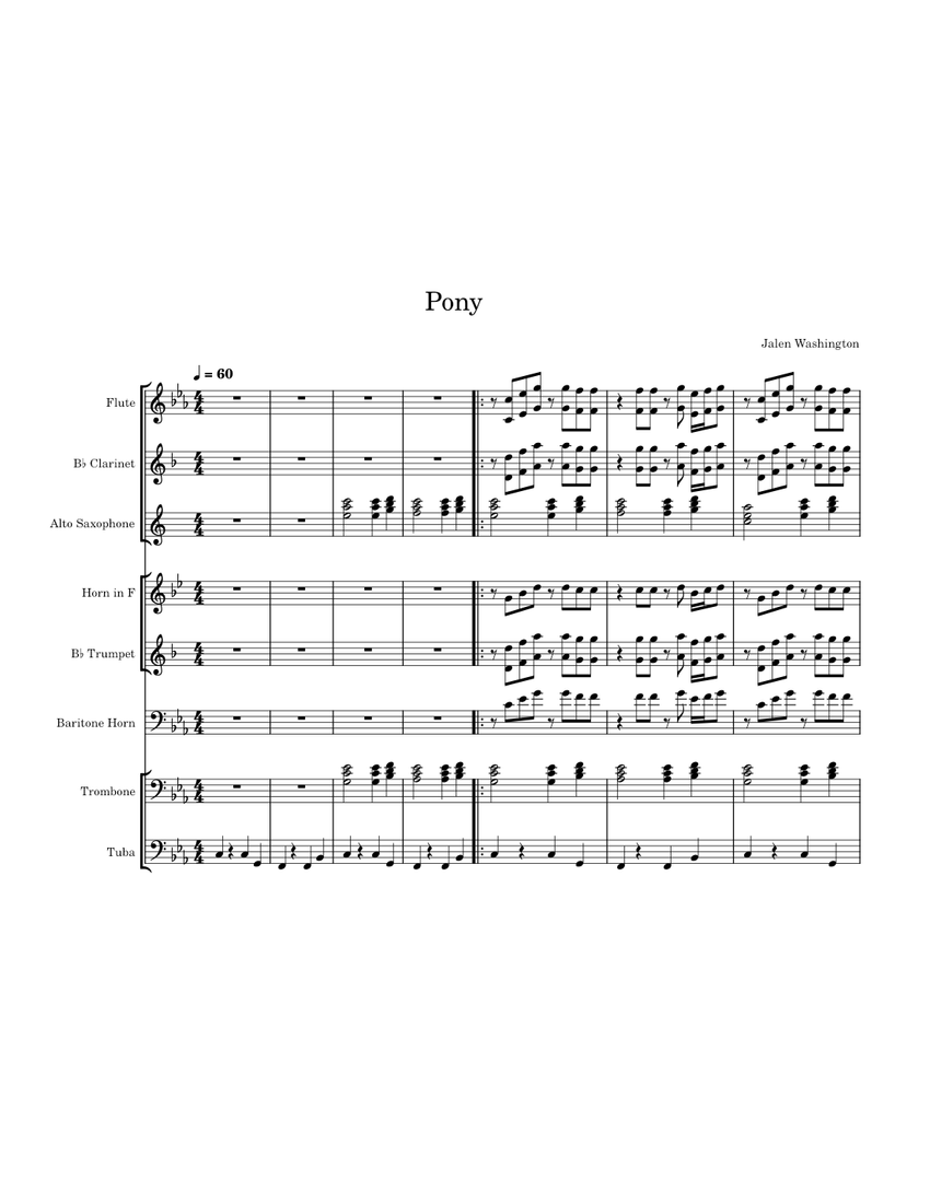 Pony Sheet Music for Trombone, Tuba, Flute, Clarinet in b-flat & more ...