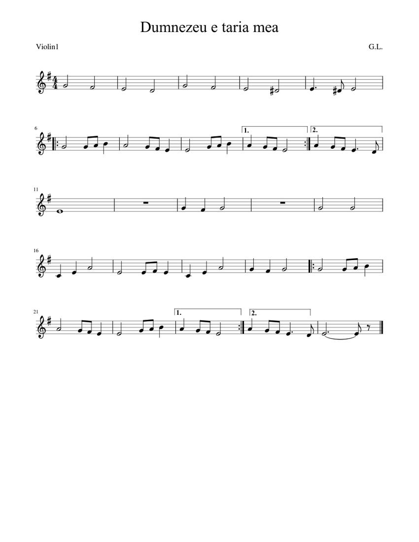 Dumnezeu e taria mea Sheet music for Violin (Solo) | Musescore.com