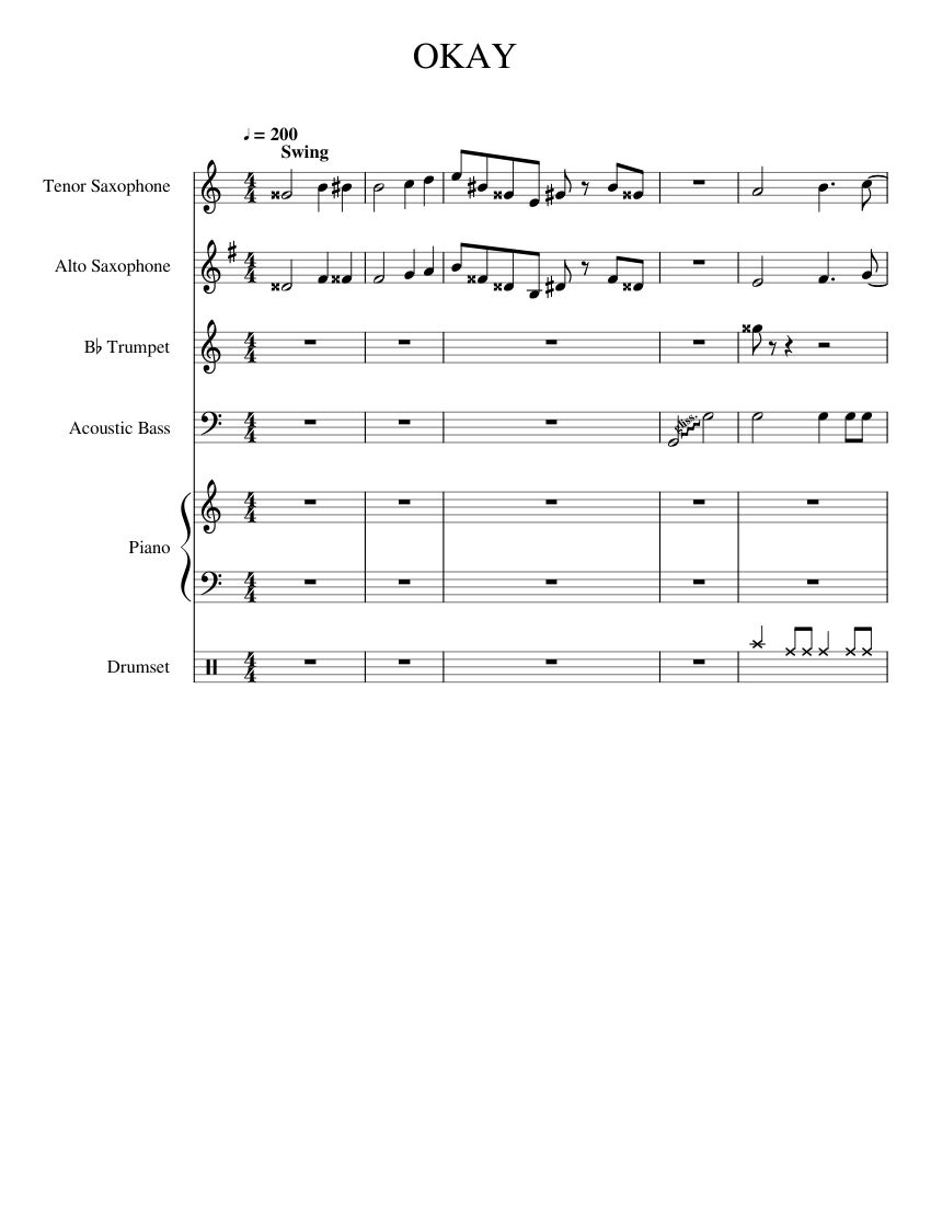 spooky jazz Sheet music for Piano, Saxophone alto, Saxophone tenor ...