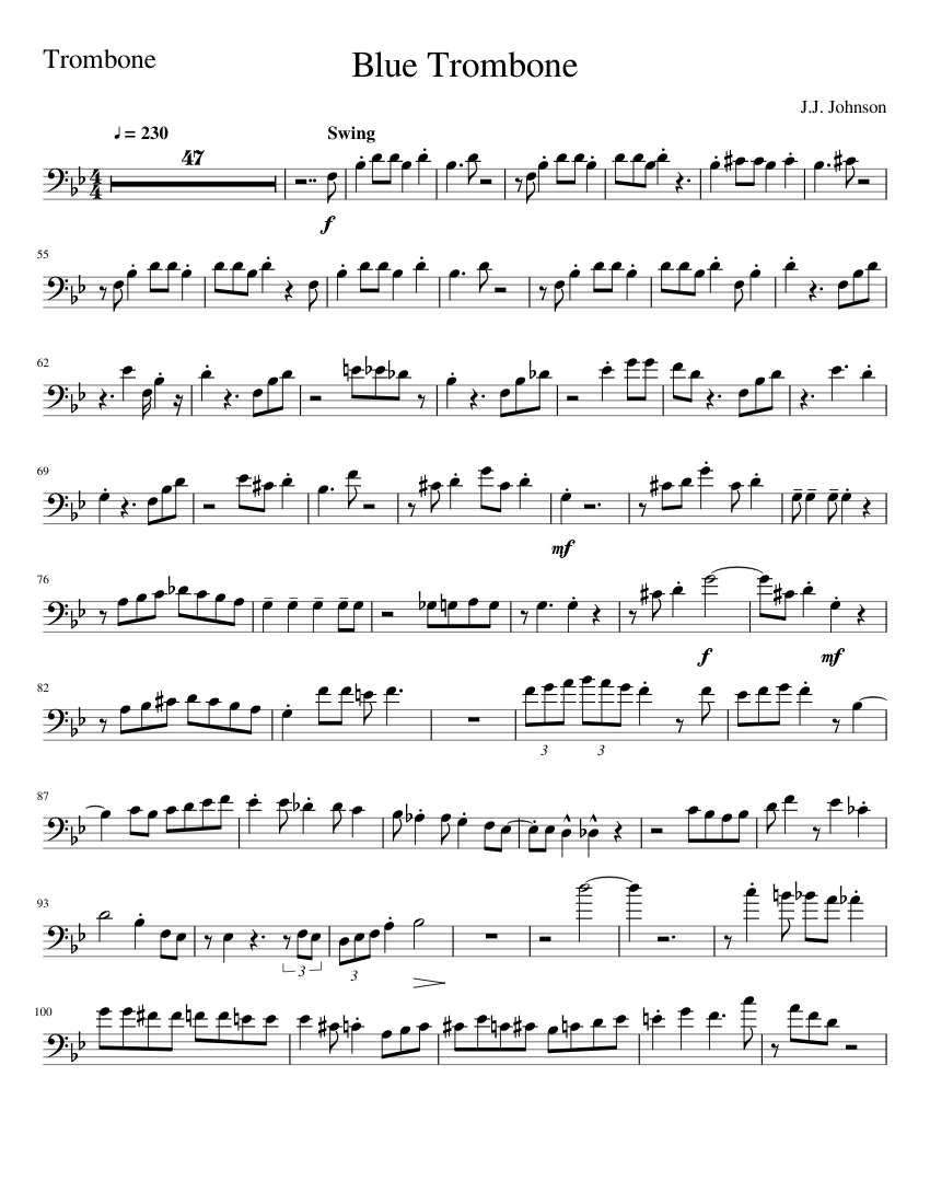 Blue Trombone (WIP) Sheet Music for Trombone tenor (Solo) | MuseScore.com