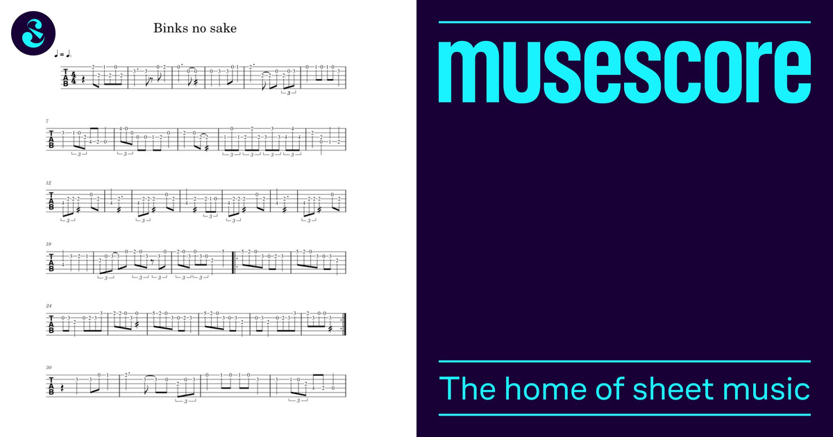 One piece - binks no sake – Kohei Tanaka Sheet music for Guitar (Solo ...