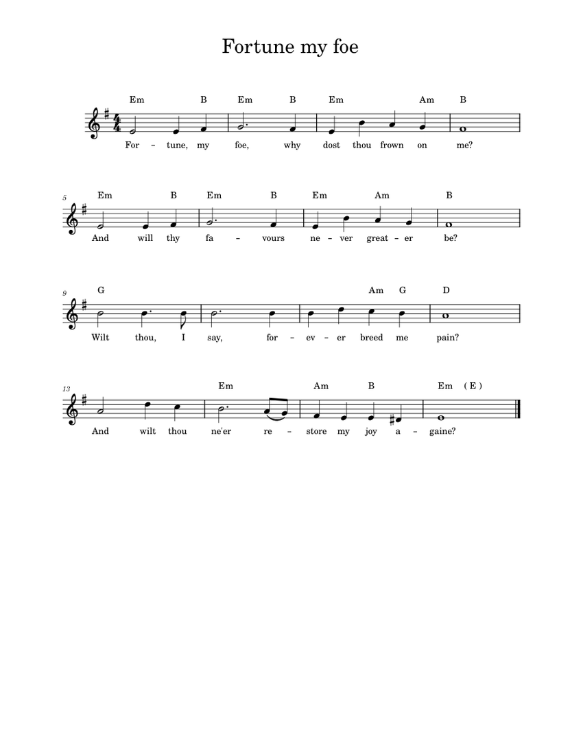 Fortune my foe – Misc tunes Fortune my foe - piano tutorial